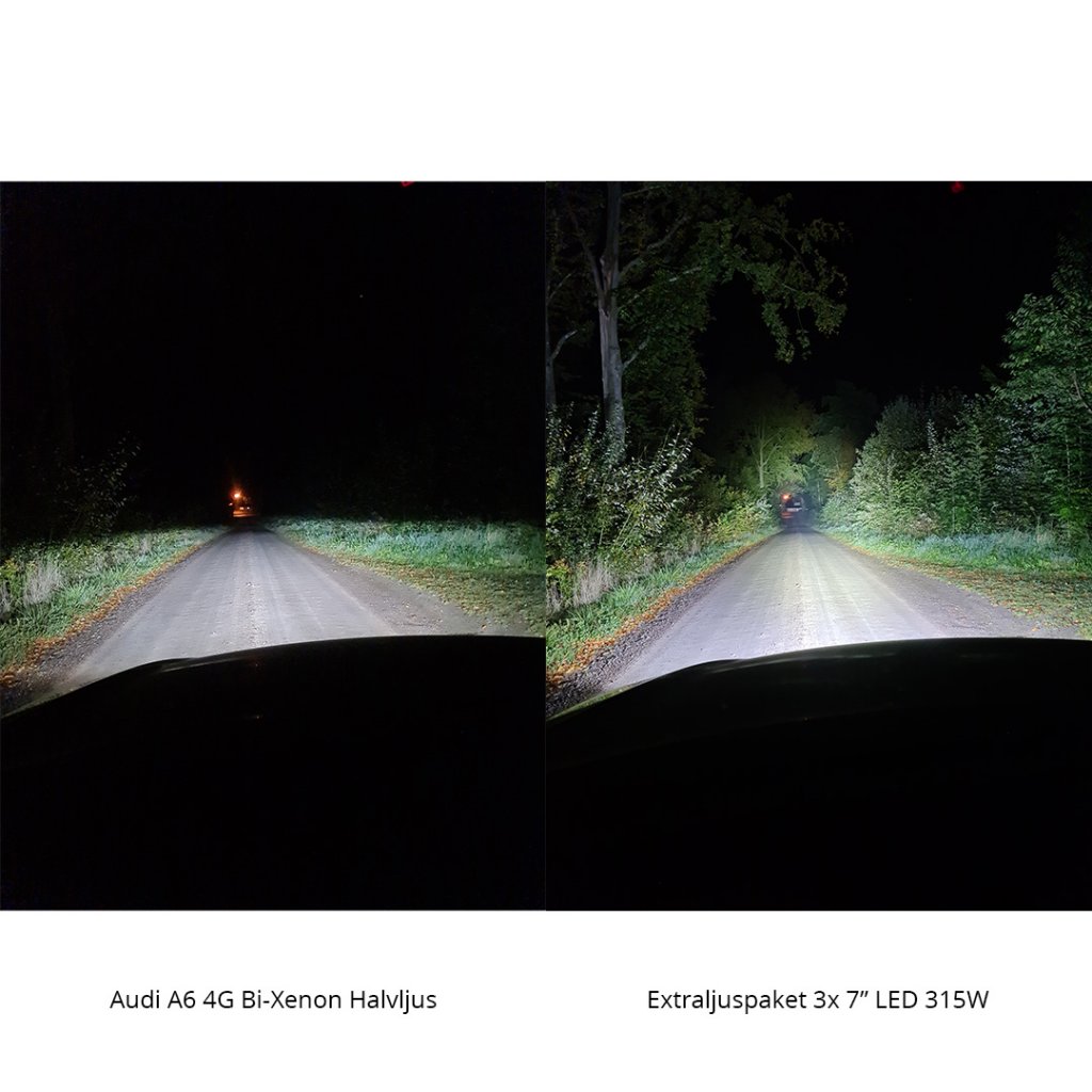 Volvo V70 2008-2016 Extraljuspaket 315W (3x LED 7" (18cm) extraljus ...